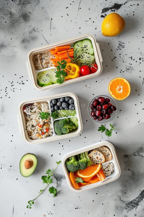 Healthy Lunch in Boxes. Zero Waste Concept Stock Illustration ...
