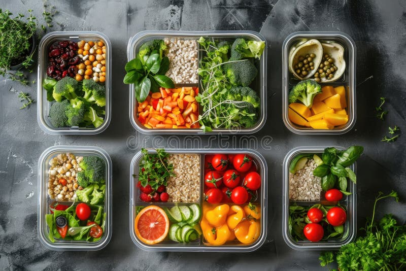 Healthy Lunch in Boxes. Zero Waste Concept Stock Illustration ...