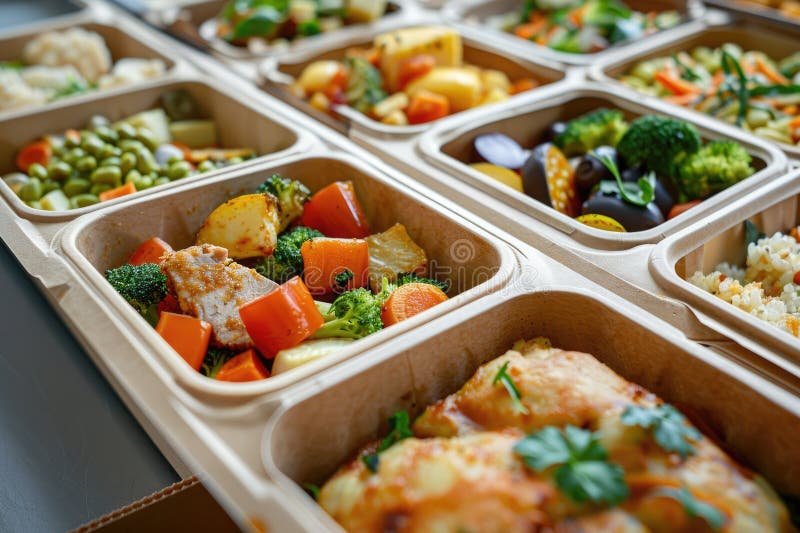 Healthy Lunch in Boxes. Zero Waste Concept Stock Illustration ...