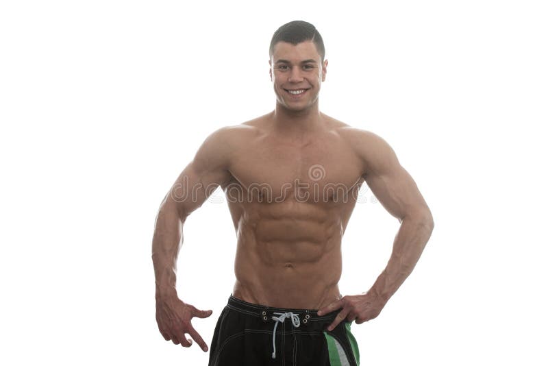 Bodybuilder with Six Pack Over White Background Stock Image - Image of ...