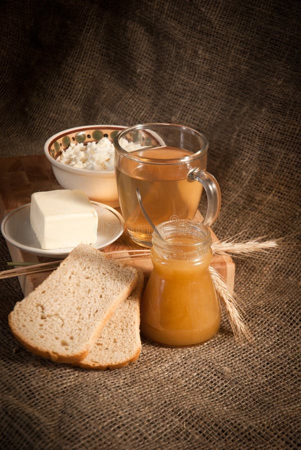 Healthy Meal with Bread , Cereals Stock Image - Image of green, bread ...