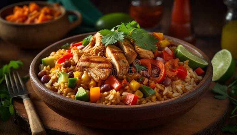 Healthy Meal of Grilled Beef, Vegetables, and Rice on Plate Generative ...