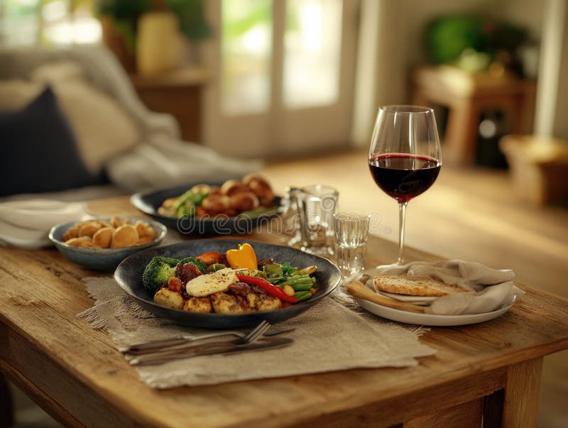 Healthy Meal at Table stock photo. Image of plates, setting - 362826222