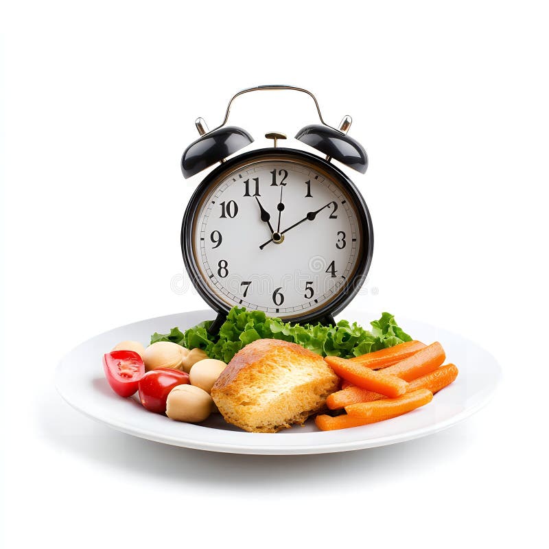 Healthy Meal Timing a Balanced Diet with Clock and Fresh Food Stock ...