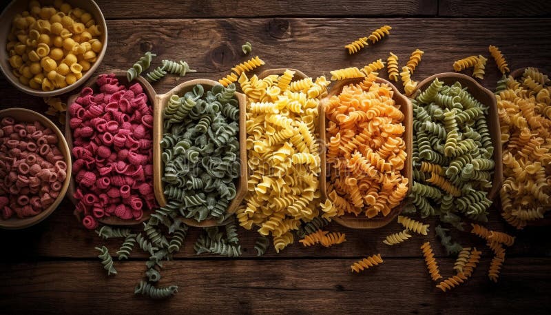 Healthy Meal with Variety of Organic Pasta Shapes Generated by AI Stock ...