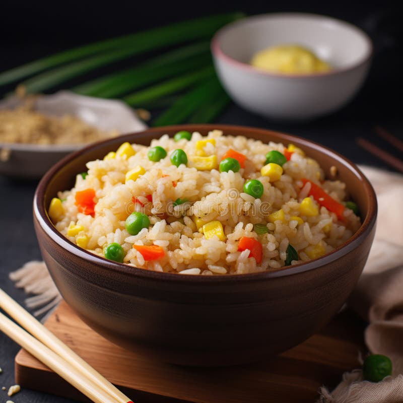 Vegetable Fried Rice in a Bowl Ai Generated Stock Illustration ...