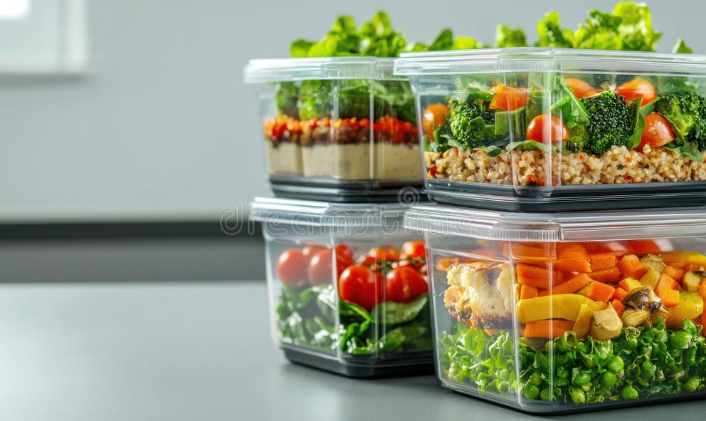 Healthy Meals in Clear Containers, Prepped and Ready To Eat, Represent ...