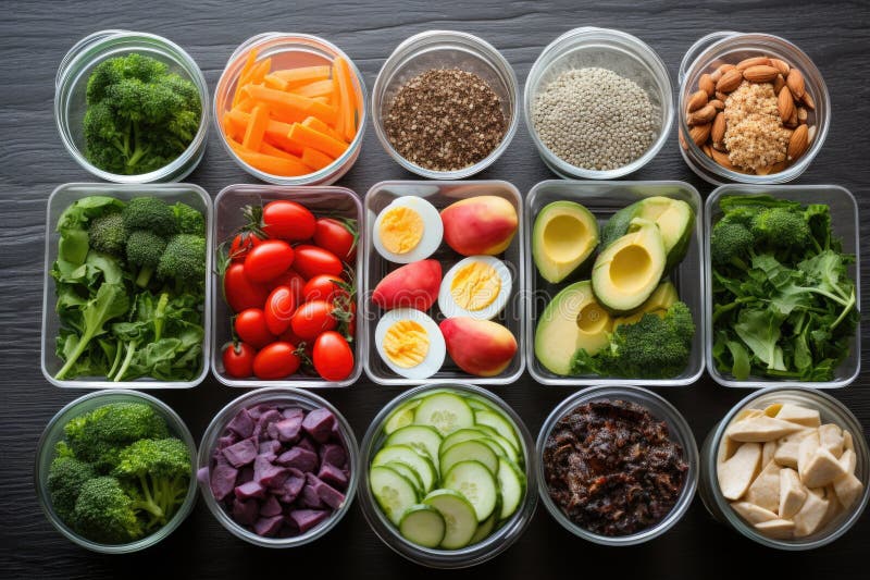 Healthy Meals Portioned in Containers for a Diabetic Diet Stock Image ...