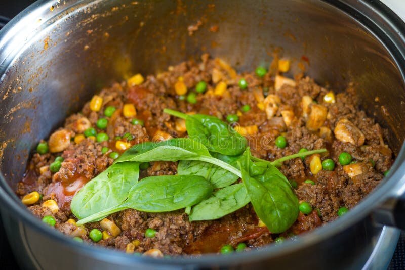 Healthy Meat Cooking in a Pot with Vegetables Stock Image - Image of ...