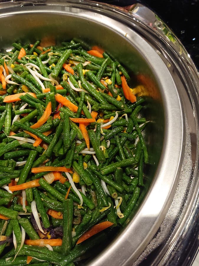 Healthy Menu for Stir-fried Long Beans and Carrots Stock Image - Image ...
