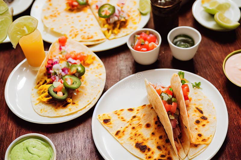 Healthy Mexican Dinner Quesadillas with Corn Meat and Vegetables on ...