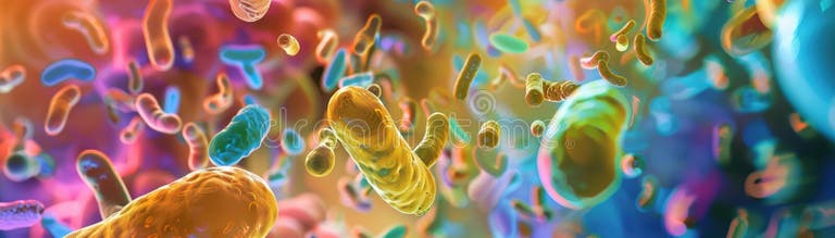 Healthy Microbiome Visualized through a Colorful Collage of Gut ...