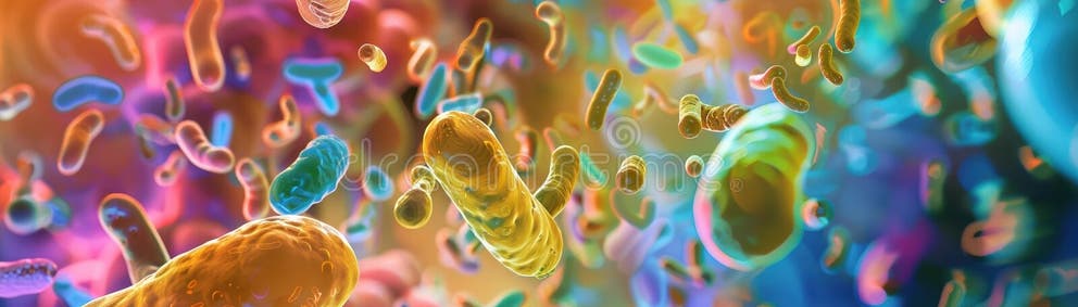 Healthy Microbiome Visualized through a Colorful Collage of Gut ...