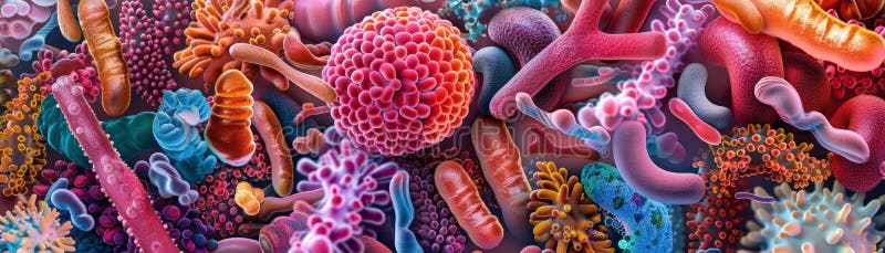 Healthy Microbiome Visualized through a Colorful Collage of Gut ...
