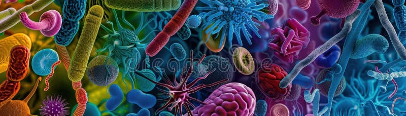 Healthy Microbiome Visualized through a Colorful Collage of Gut ...