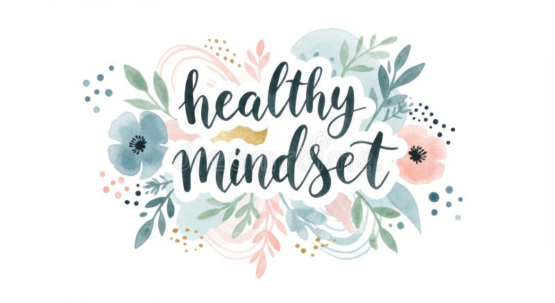 Healthy Mindset Watercolor Floral Design Stock Illustration ...