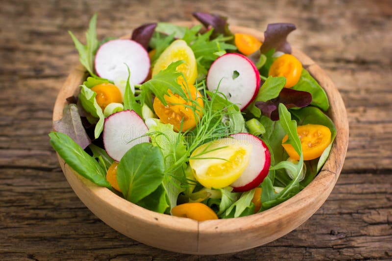 Healthy Mixed Salad in the Bowl Stock Photo - Image of plate, plum ...