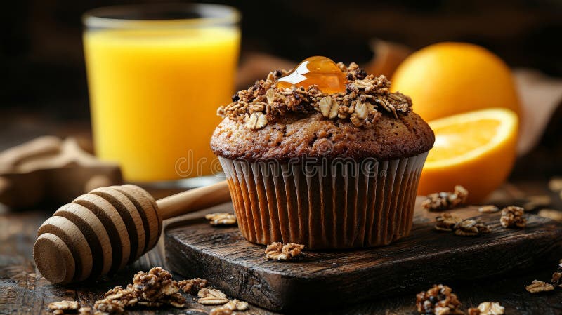 Healthy Muffin Breakfast with Orange Juice Stock Image - Image of carb ...