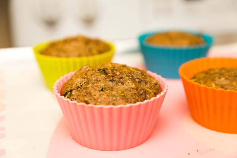 Healthy Muffins in Colorful Cups Stock Image - Image of delicious ...