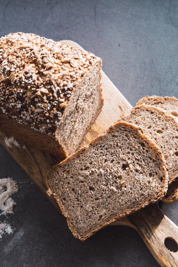 Healthy Multi Seed Bread on Wooden Table Stock Photo - Image of ...