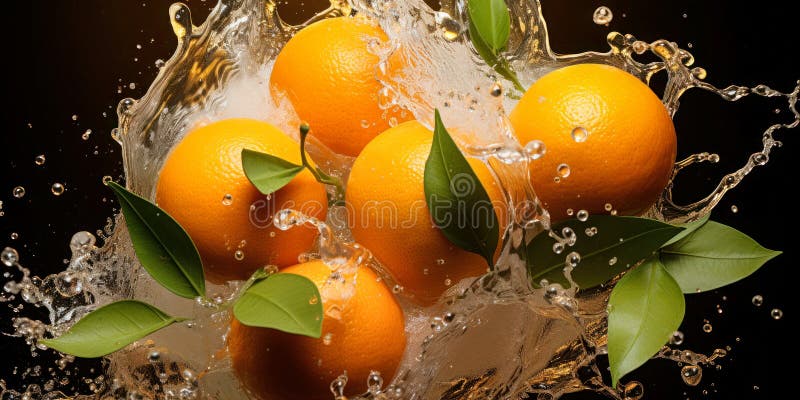 Healthy and Natural Ripe Oranges Falling Stock Illustration ...