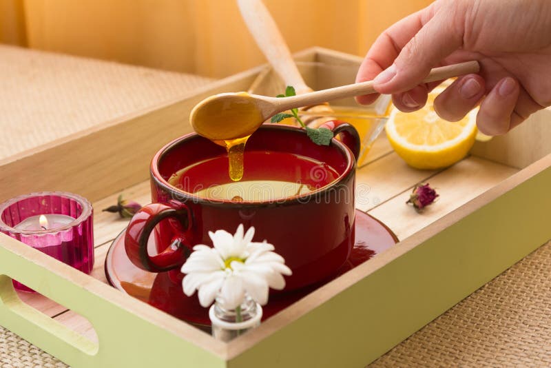 Rose Tonic Tea Preparation Process Set. Stock Photo - Image of juice ...