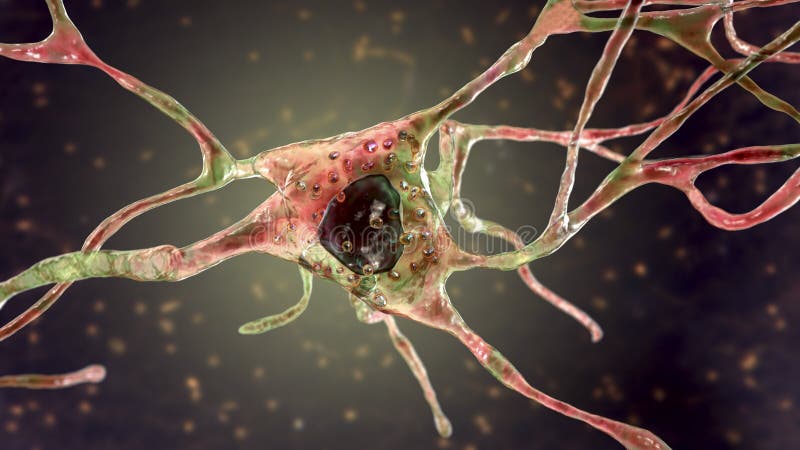 Neuron, Brain Cell, 3D Illustration Stock Illustration - Illustration ...