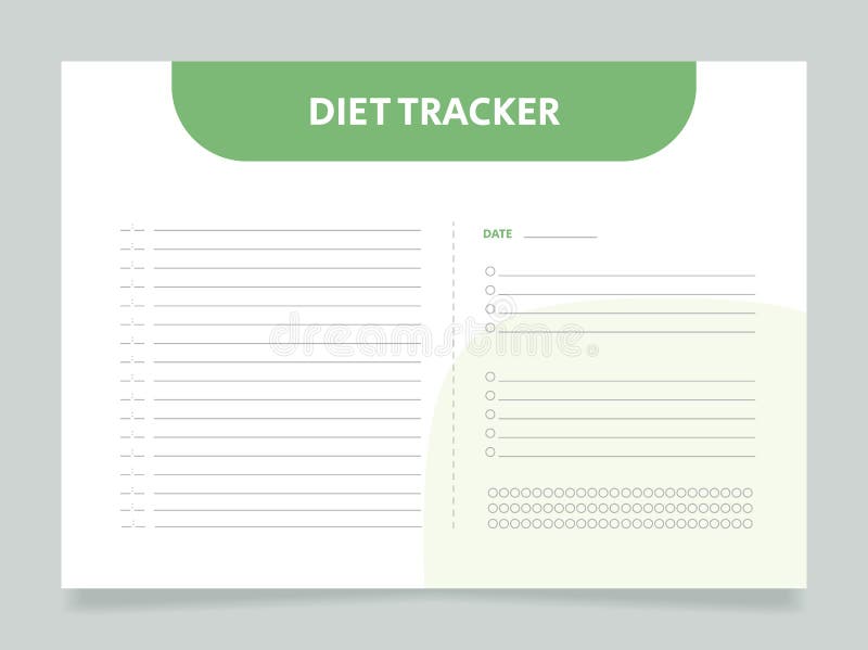 Healthy Nutrition and Diet Tracker Worksheet Design Template Stock ...