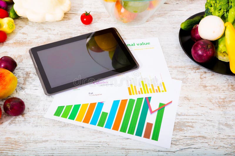 Healthy Nutrition and Tablet Stock Image - Image of cooking, food: 46431343