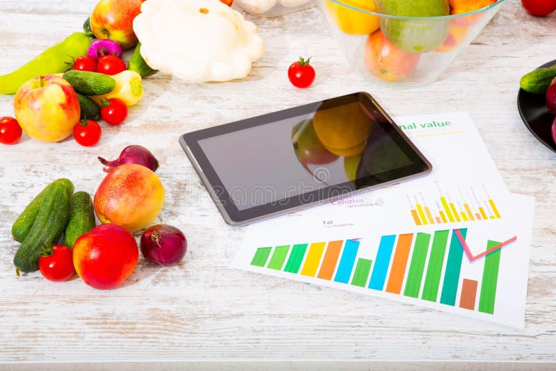 Healthy Nutrition and Tablet Stock Image - Image of online, program ...