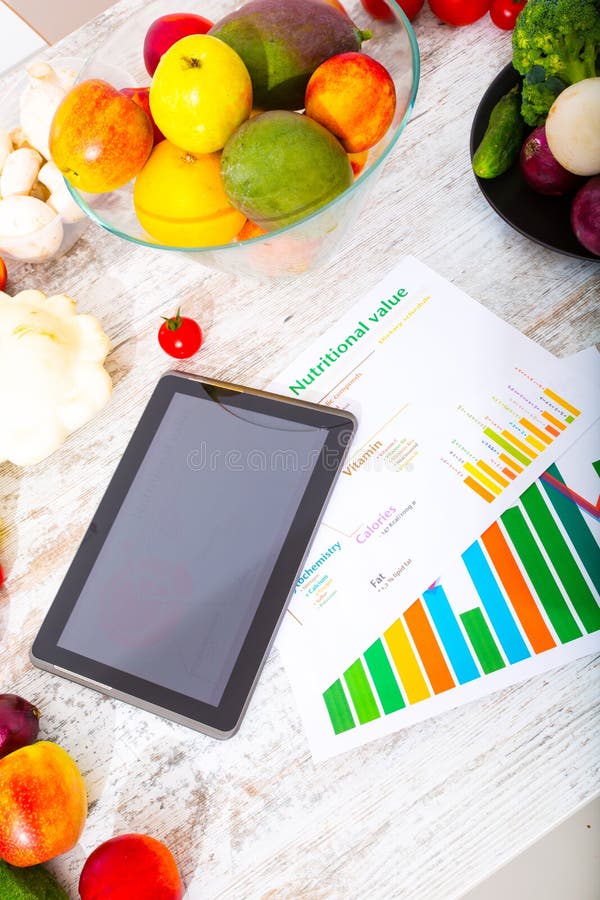 Healthy Nutrition and Tablet Stock Image - Image of health, information ...