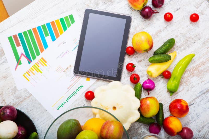 Healthy Nutrition and Tablet Stock Image - Image of healthcare, cooking ...