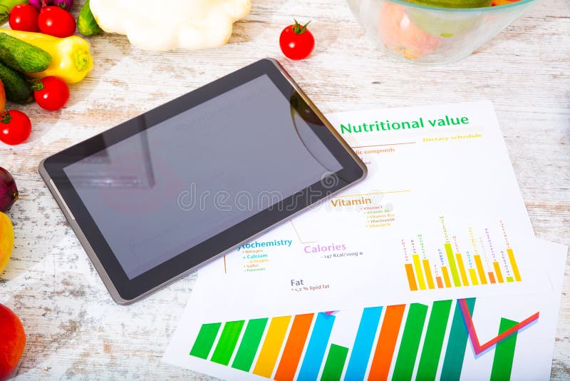 Healthy Nutrition and Tablet Stock Image - Image of harvest, cooking ...