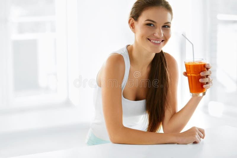 Healthy Diet Woman Drinking Green Detox Juice Lifestyle Nutrition