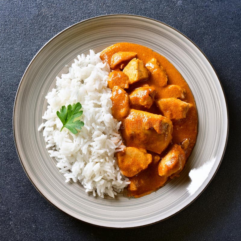 Healthy and Nutritious Rice with Chicken Curry Stock Illustration ...