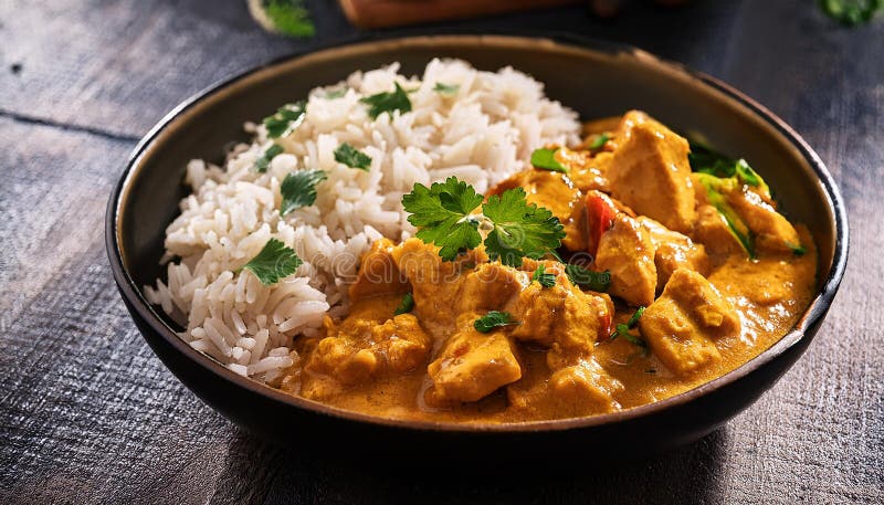 Healthy and Nutritious Rice with Chicken Curry Stock Illustration ...