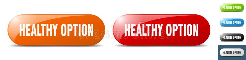 Healthy Option Button. Key. Sign. Push Button Set Stock Vector ...
