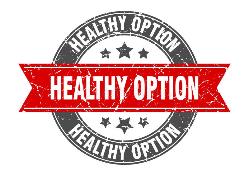 Healthy Option Sign. Healthy Option Round Ribbon Sticker Stock Vector ...