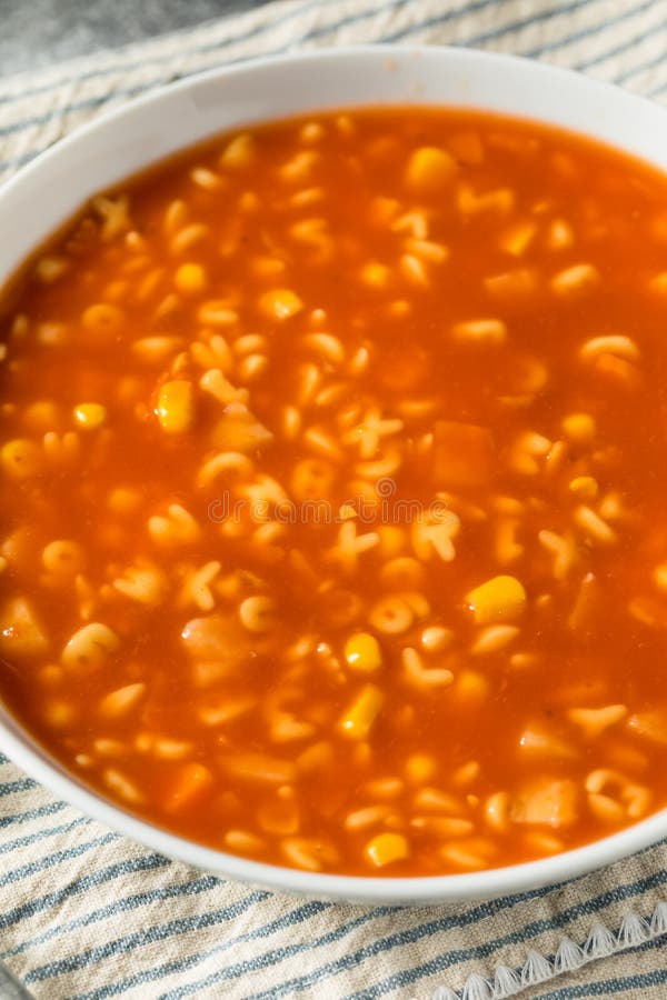 Healthy Organic Alphabet Tomato Soup Stock Image - Image of bowl ...