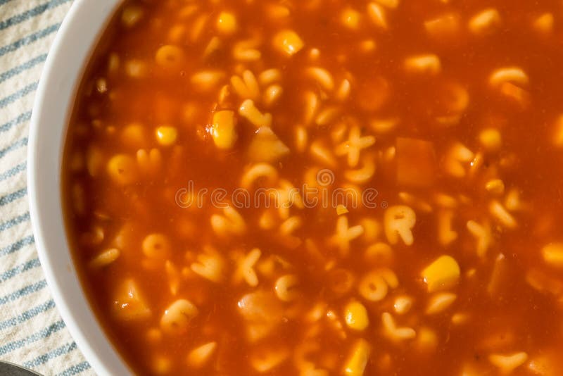 Healthy Organic Alphabet Tomato Soup Stock Photo - Image of text ...
