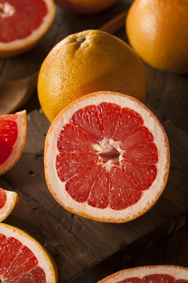 Healthy Organic Red Ruby Grapefruit Stock Photo - Image of slice ...