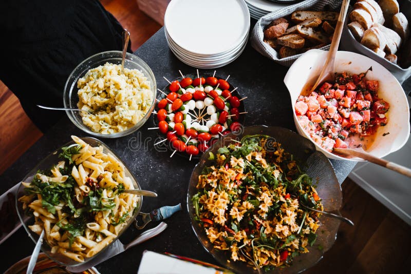Healthy Pasta Open Buffet Lunch at a Party Stock Image - Image of ...