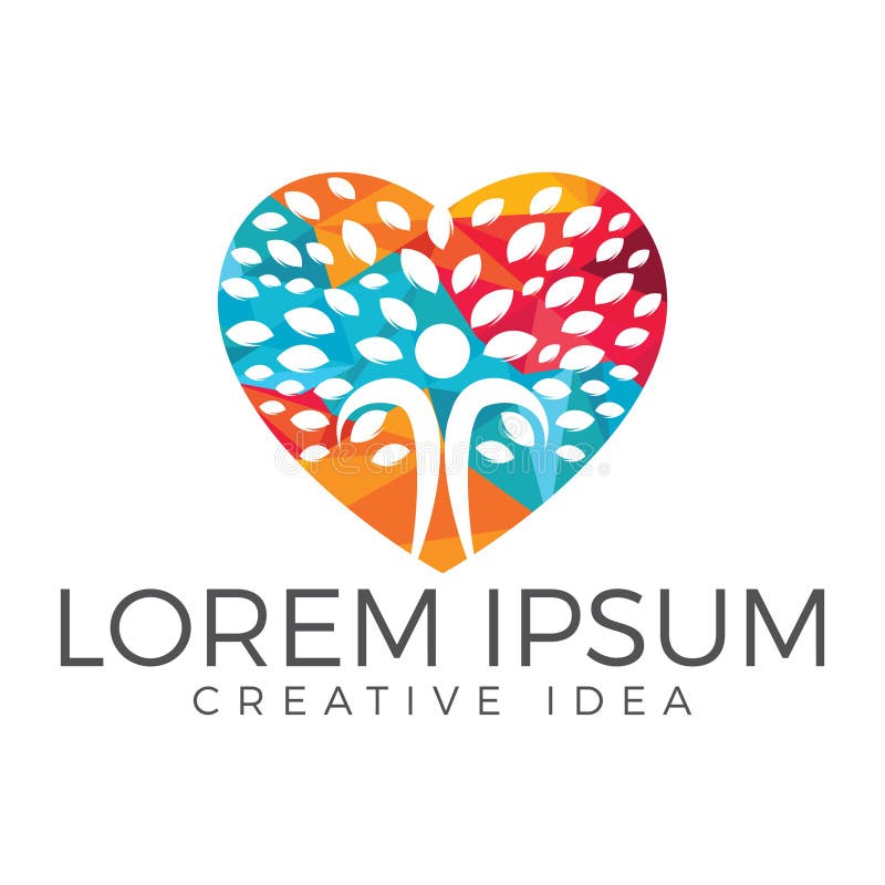 Human Tree and Heart Logo Design. Stock Vector - Illustration of ...