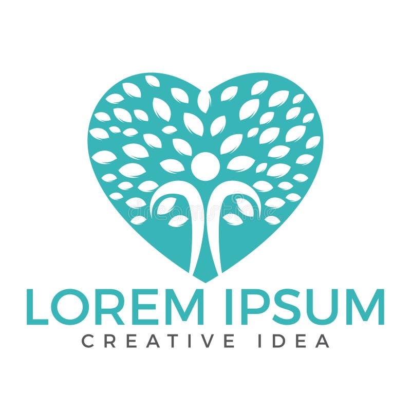 Human Tree and Heart Logo Design. Stock Vector - Illustration of ...