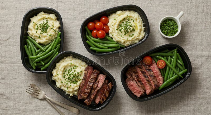 Healthy Pre-packaged Meals with Protein, Vegetables, and Mashed ...