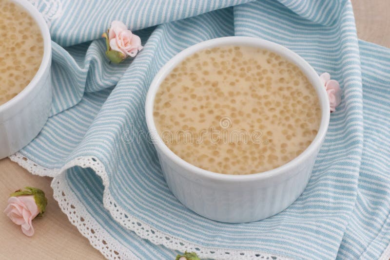 Healthy Pudding Made from the Tapioca Pearls and Coconut Milk. Stock ...