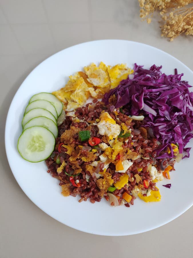 Healthy Rainbow Fried Rice with Eggs Stock Photo - Image of cabbage ...
