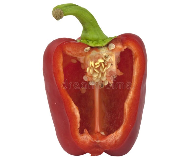 Healthy Red Pepper with Seeds Stock Photo - Image of organic, nutrition ...
