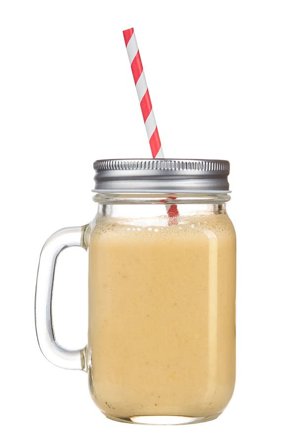 Healthy Refreshing Fruit Smoothie with Straw in a Jar Mug Isolated on ...