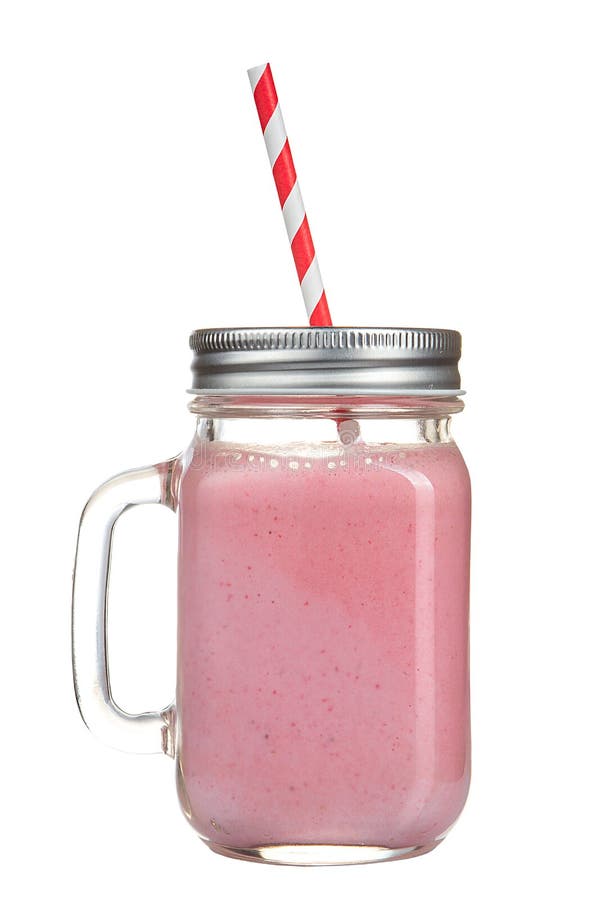 Healthy Refreshing Fruit Smoothie with Straw in a Jar Mug Isolated on ...